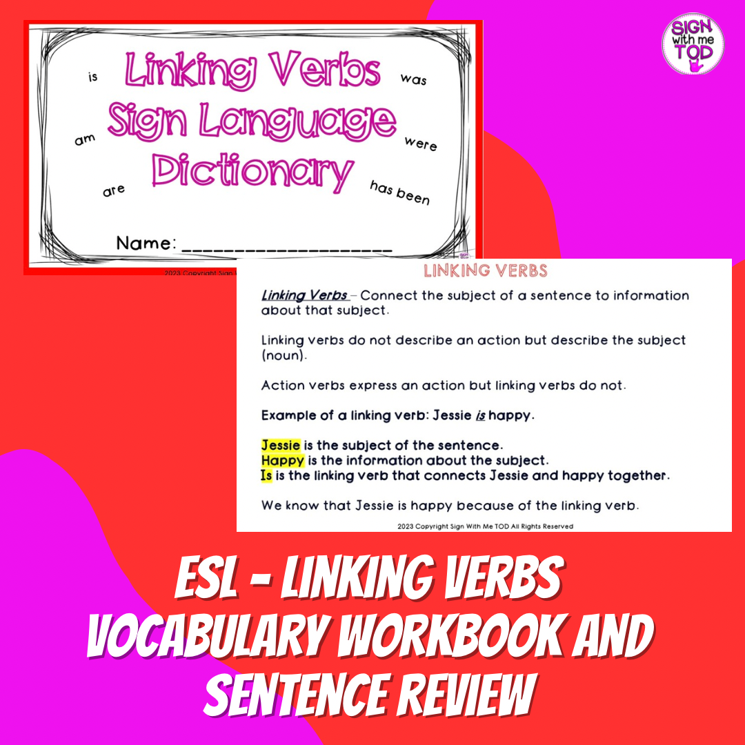 Esl Linking Verbs Vocabulary Workbook And Sentence Review Classful